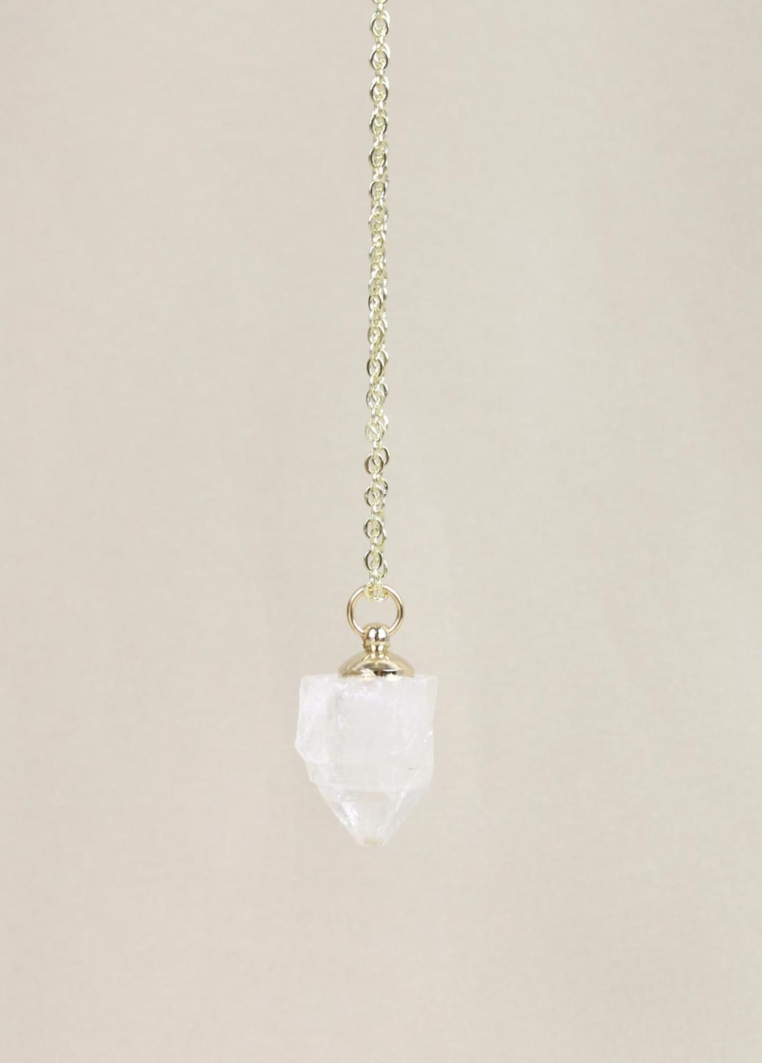 Natural Apophyllite Crystal 14K Gold Plated Pendulum Pendant Necklace ...
