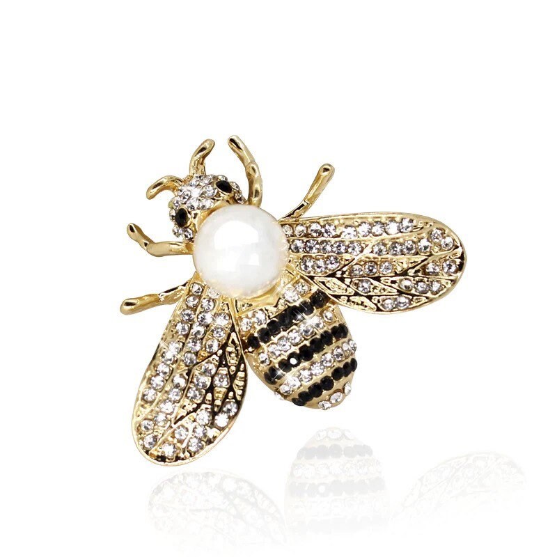 Bumble Honey Bee Gold Plated Vintage Zircon Jeweled Pearl Bee - Etsy