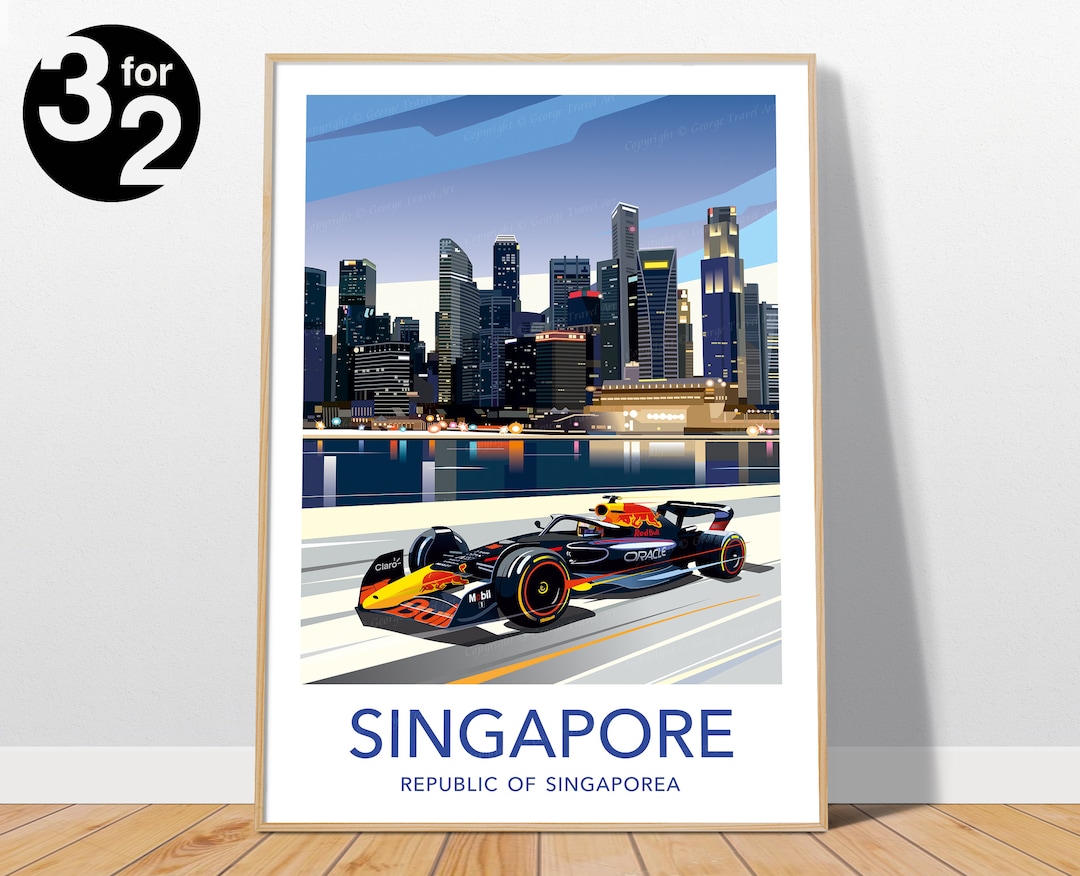 Singapore Marina Bay F1 Poster / Red Bull F1 Wall Art Print / Gift for ...