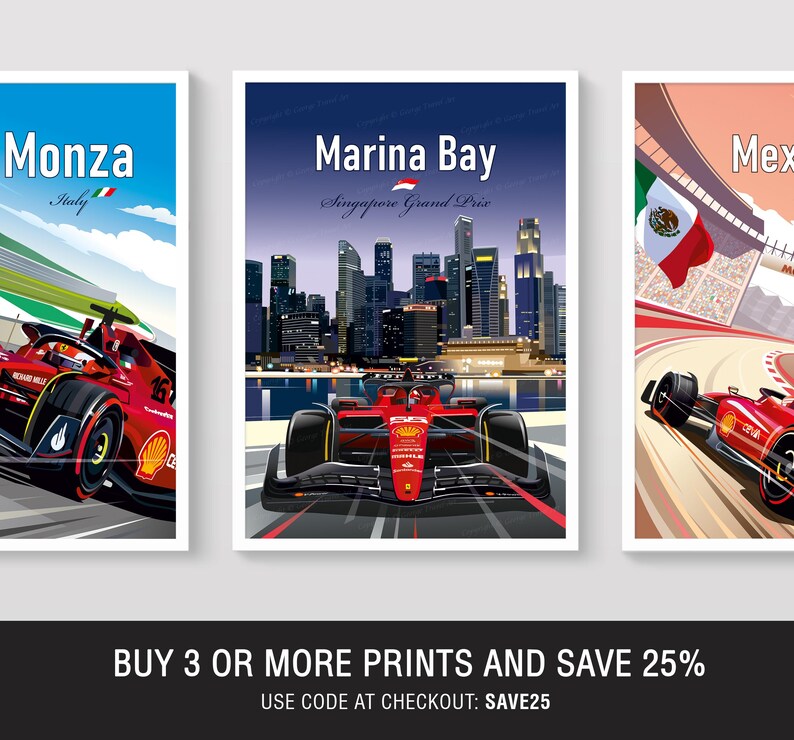 Ferrari Racing Poster: Singapore F1 Grand Prix Art Print - Etsy