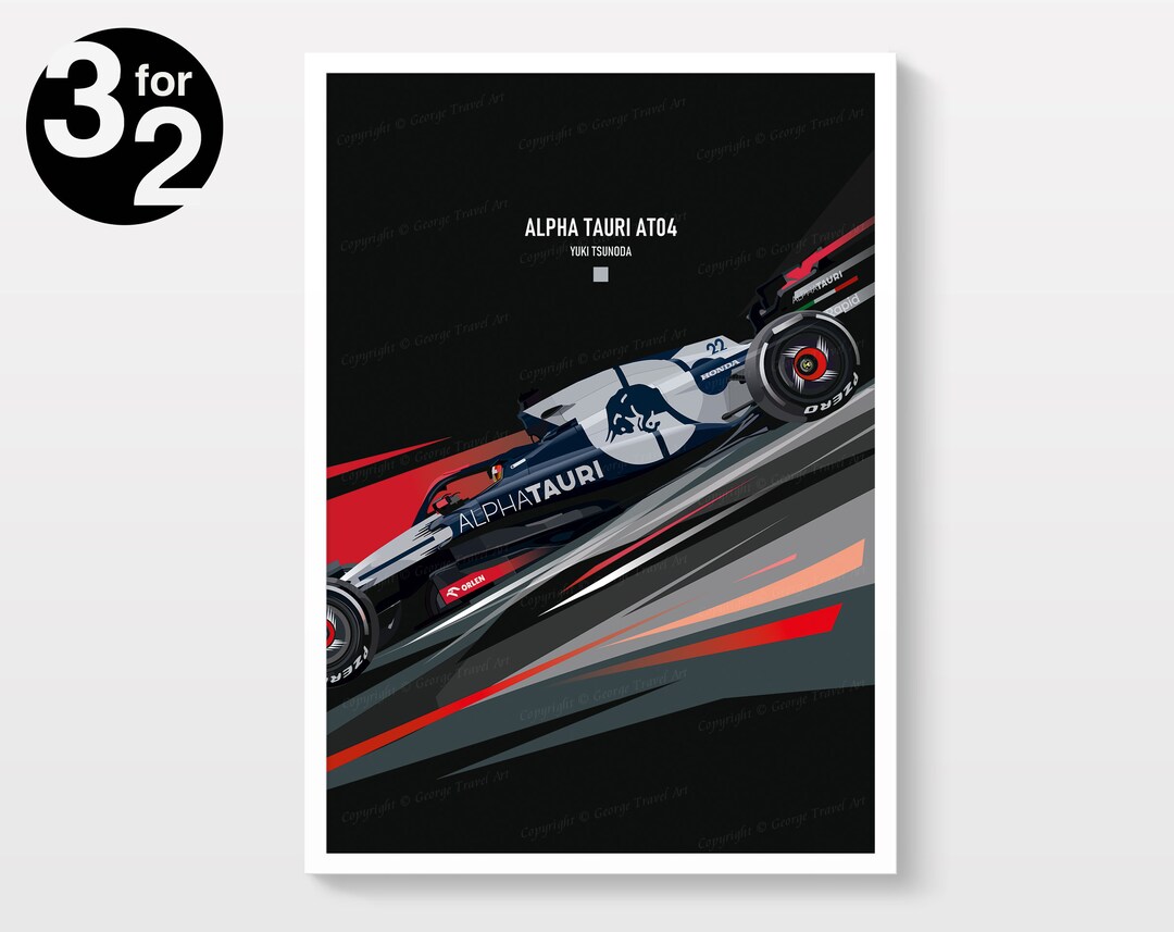 Alpha Tauri Poster / AT04 Print / Yuki Tsunoda / Race Car Wall Art ...