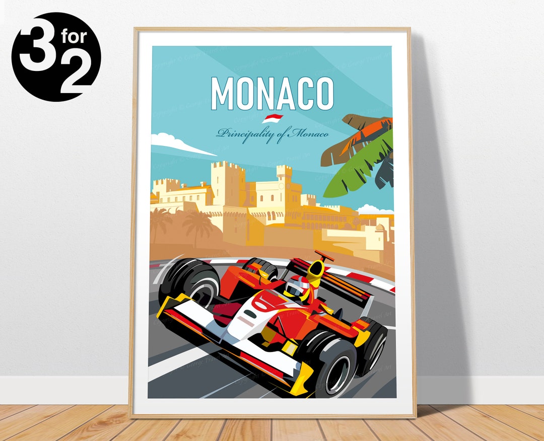 Monaco F1 Poster / Formula1 Vintage Poster / Michael Schumacher ...