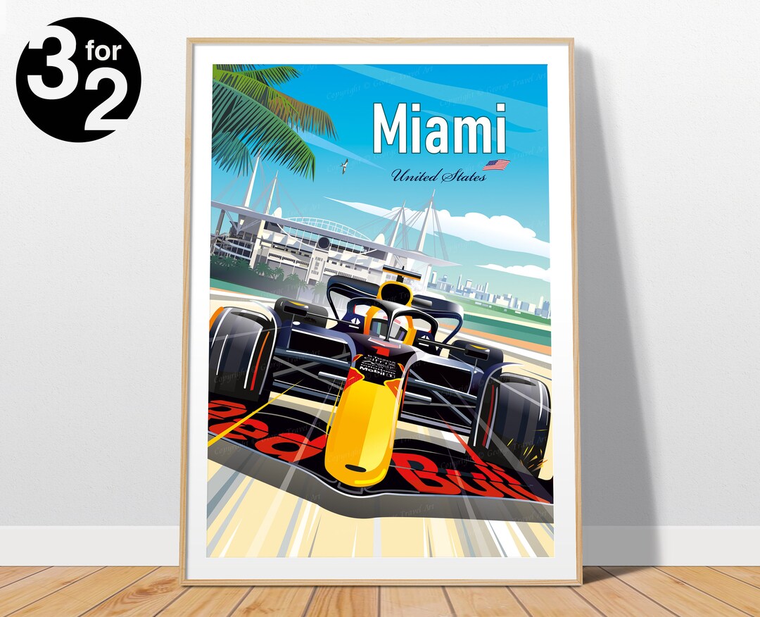 Miami Red Bull F1 Poster / Formula1 Print / Home Office Decor / F1 Wall ...