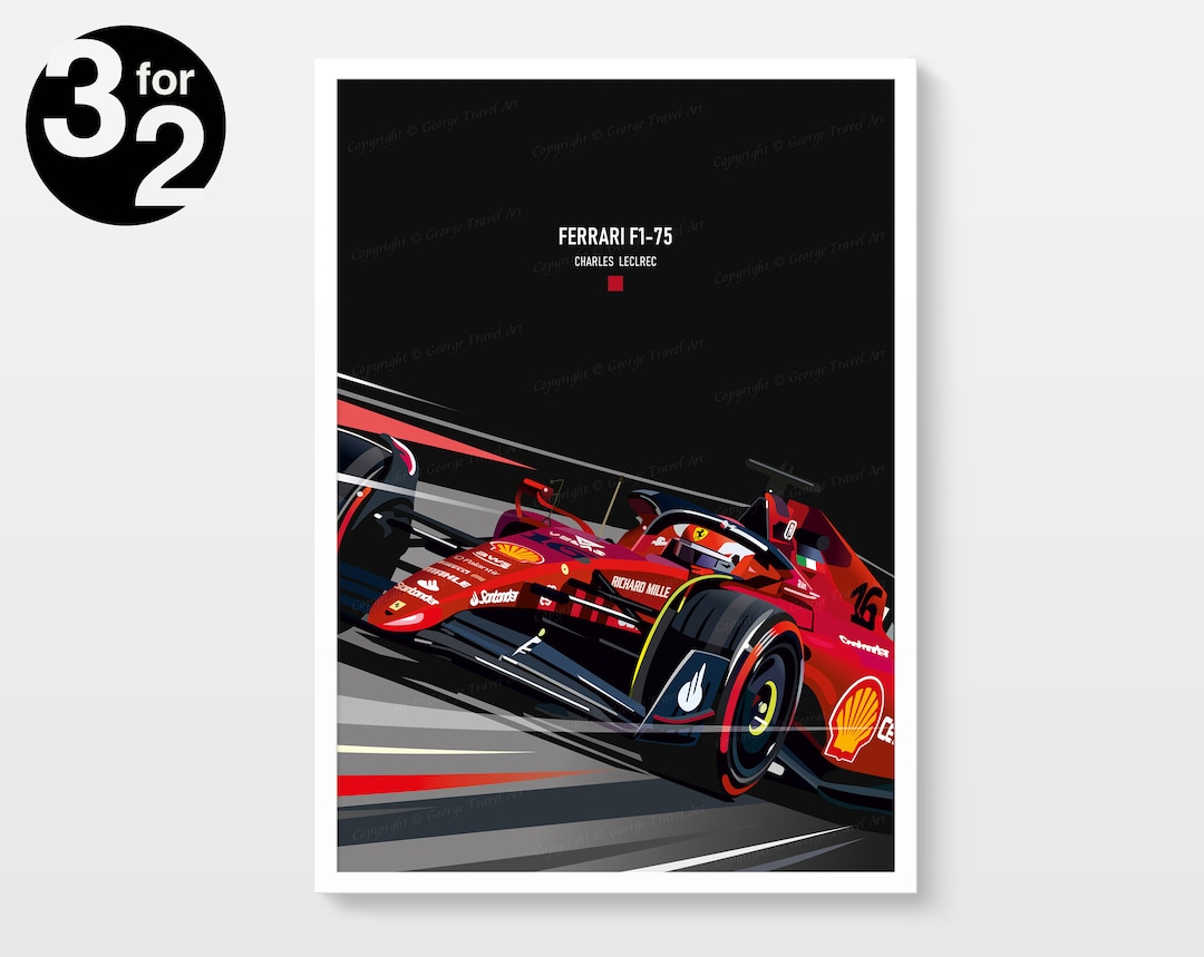 Ferrari F175 Poster / Charles Leclerc / Race Car Print / Gift for ...