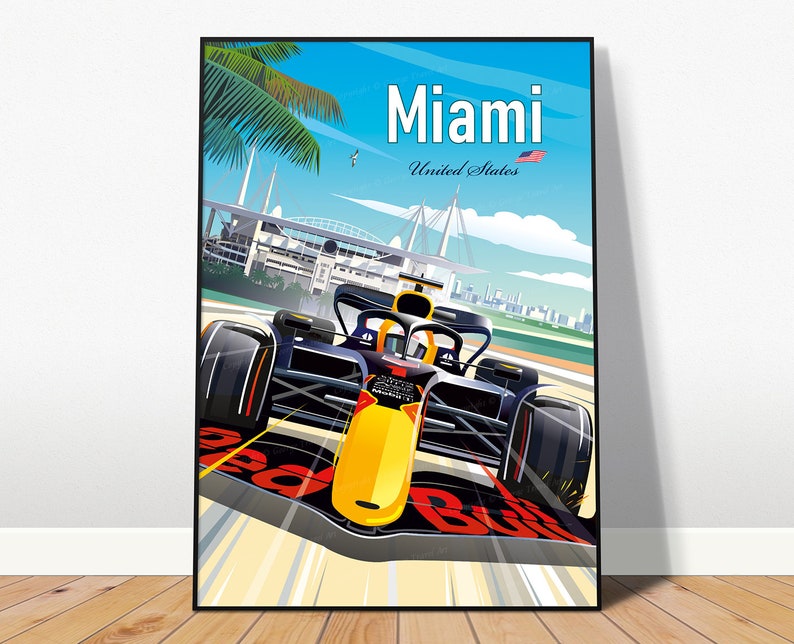 Miami Red Bull F1 Poster / Formula1 Print / Home Office Decor - Etsy