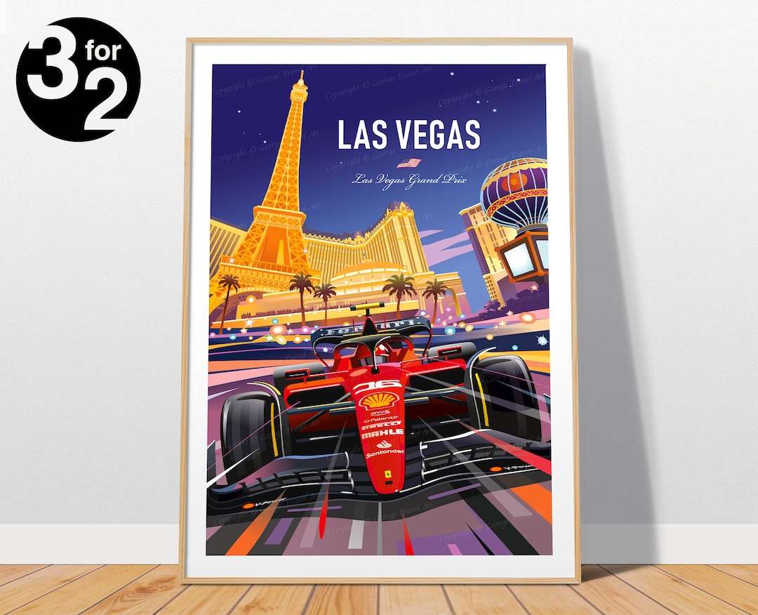 Las Vegas F1 Poster / Formula1 Print / Ferrari F1 / Las Vegas Grand ...