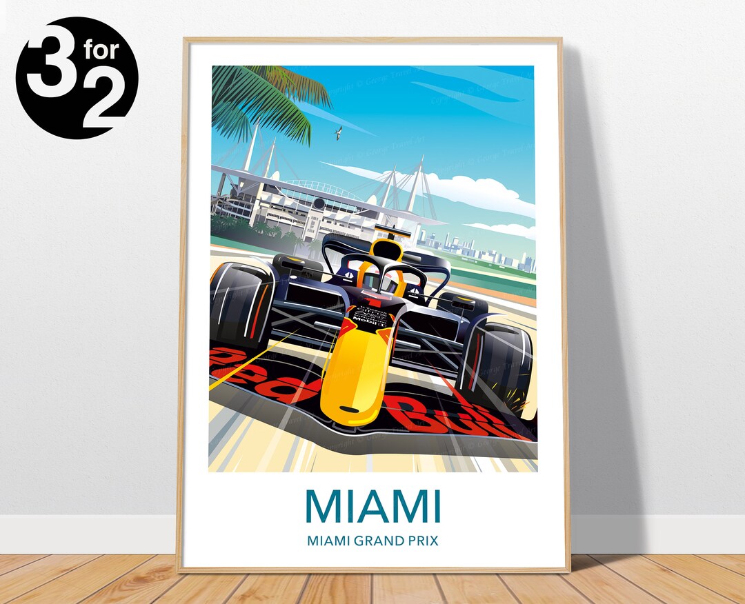 Miami Red Bull F1 Print - Formula1 Poster, F1 Wall Art, Birthday ...