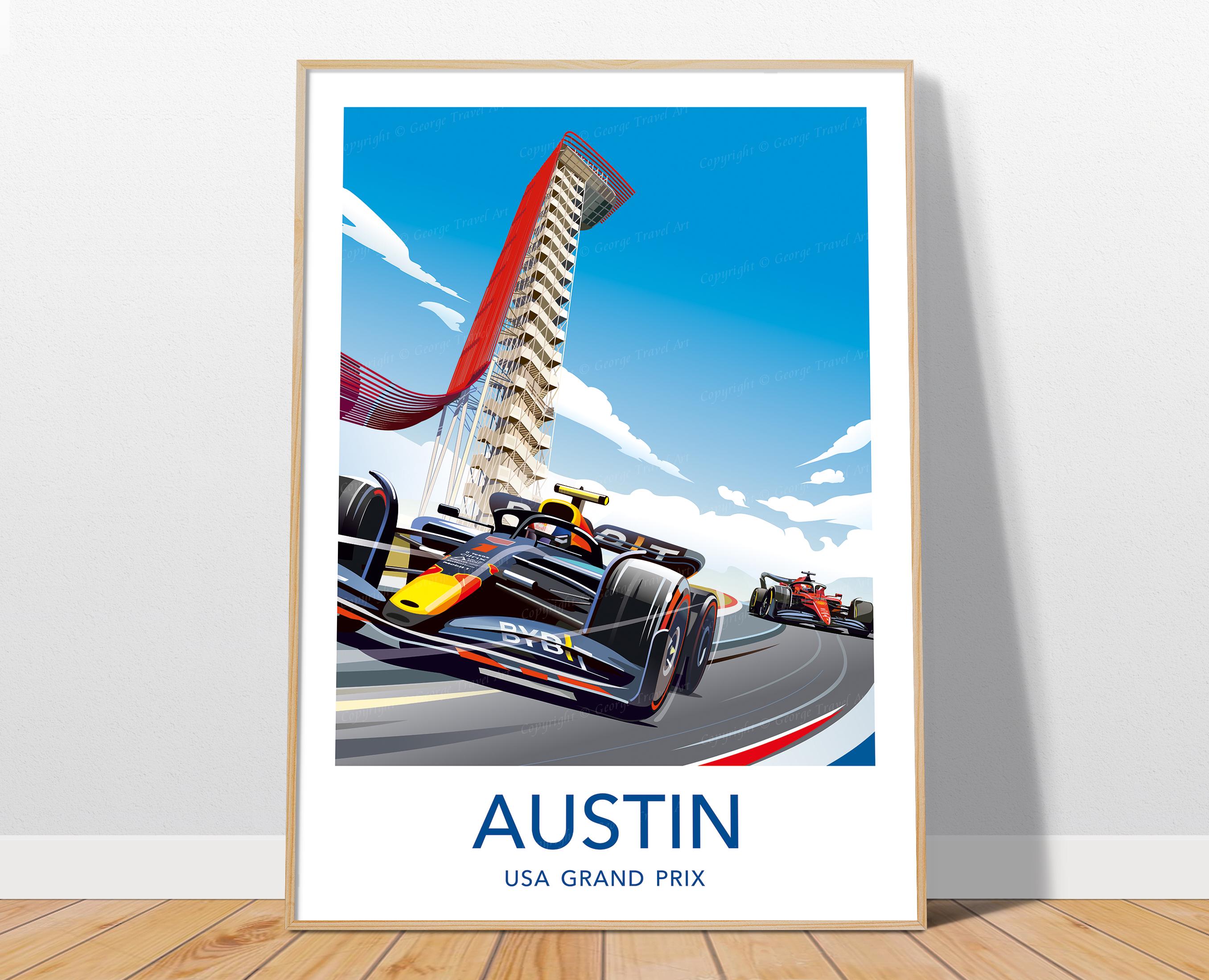 Austin F1 Poster – United States Grand Prix Wall Art, Charles Leclerc ...