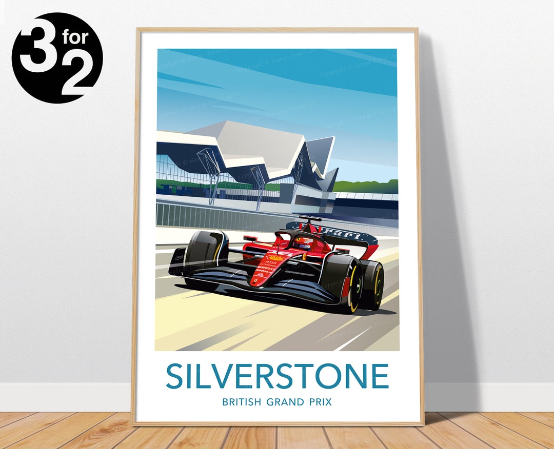 Silverstone F1 Poster - UK Formula 1 Grand Prix, Ferrari F1 Print ...