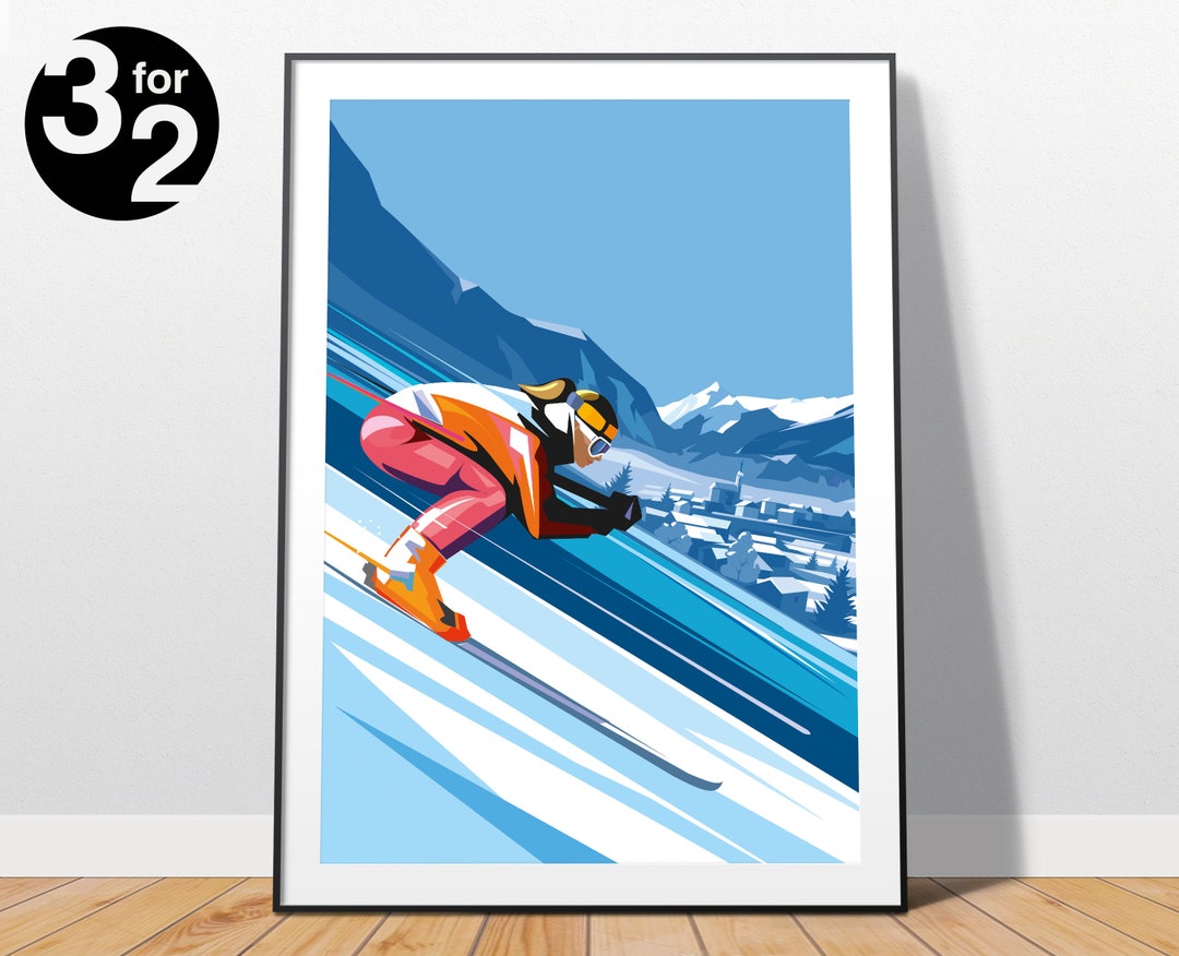 Ski Poster / Home Decor / Wall Art / Ski Vintage Print / - Etsy