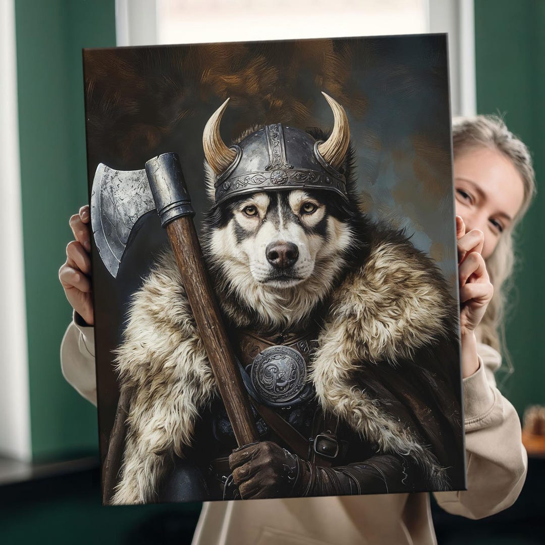 Custom Viking Portrait, Vikings Pet Portrait, King Pet, Warrior Pet Pet ...