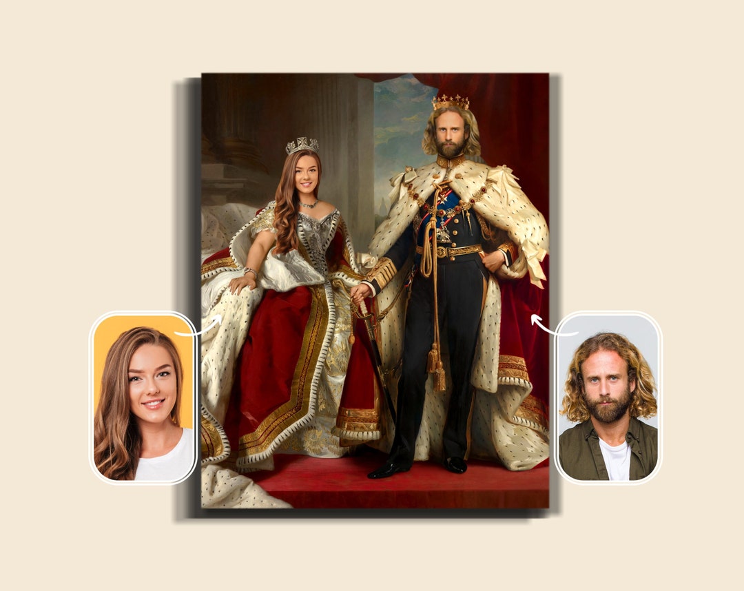 Custom Royalty Painting, Personalized Couple Portrait, Royal Couple ...
