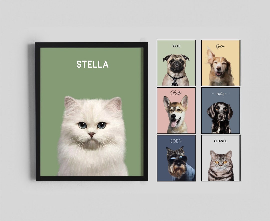 Custom Pet Portraits Using Pet Photo Personalized Digital Dog Portraits ...