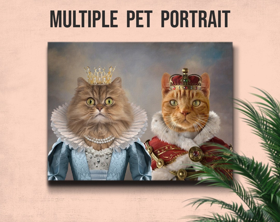 Multiple Pet Portrait, Custom Pet Portrait, Royal Pet Portrait, King ...