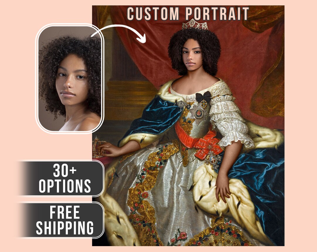 Custom Royal Portrait From Photo, Printed Historical Canvas Princess ...