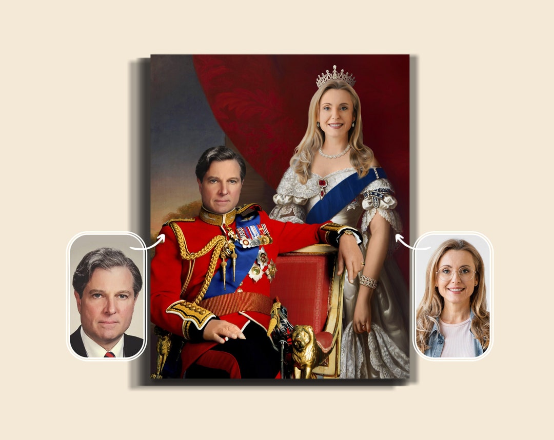 Custom Royalty Painting, Personalized Couple Portrait, Royal Couple ...