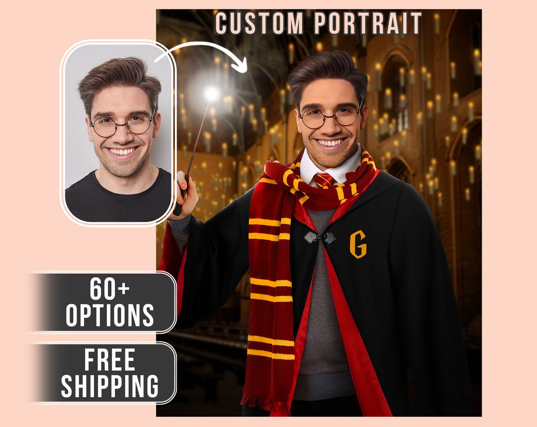 Custom Personalized Wizard Portrait From Photo, Harry Potter Costume ...