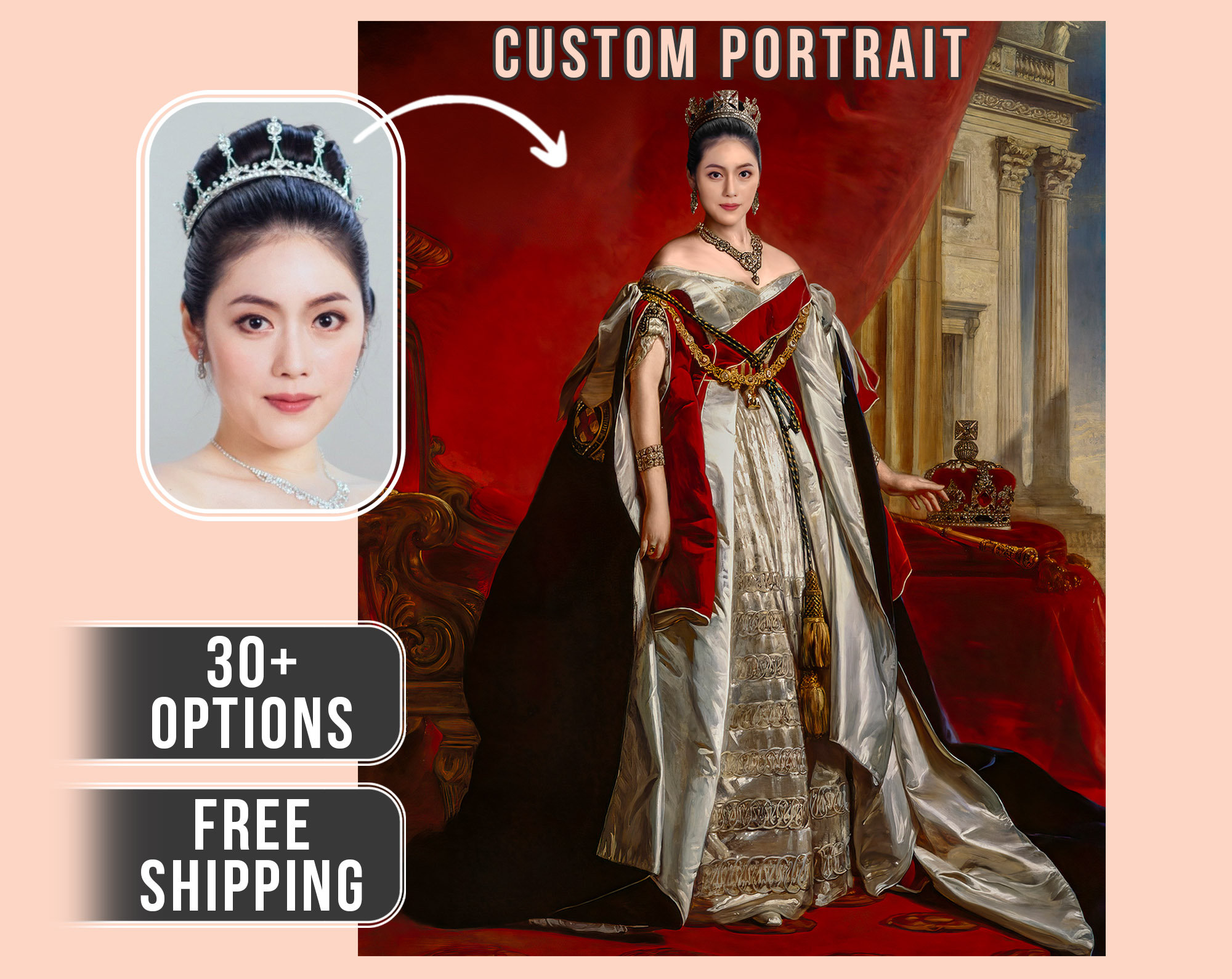Custom Royal Portrait, Custom Portrait, Custom Queen Portrait ...