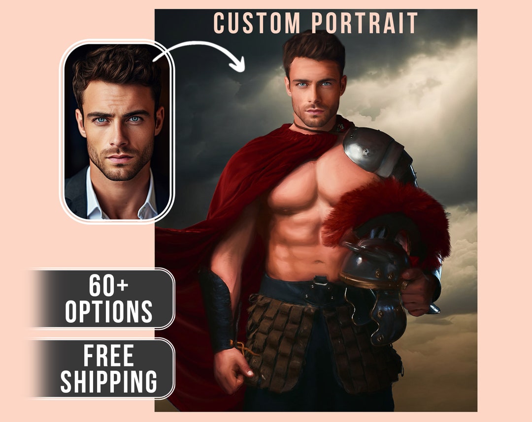 300 Spartan Portrait, Custom Royal Portrait From Photo, Renaissance ...