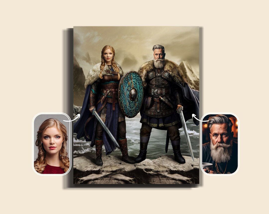 Custom Viking Portrait, Custom Human Portrait, Royal Couple Portrait ...