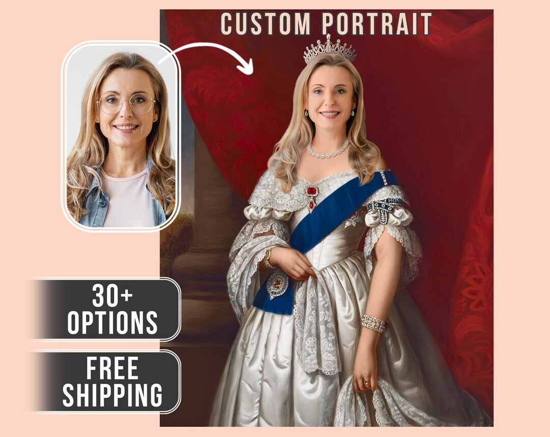 Custom Royal Portrait From Photo, Digital File, Best Mothers Day Gift ...