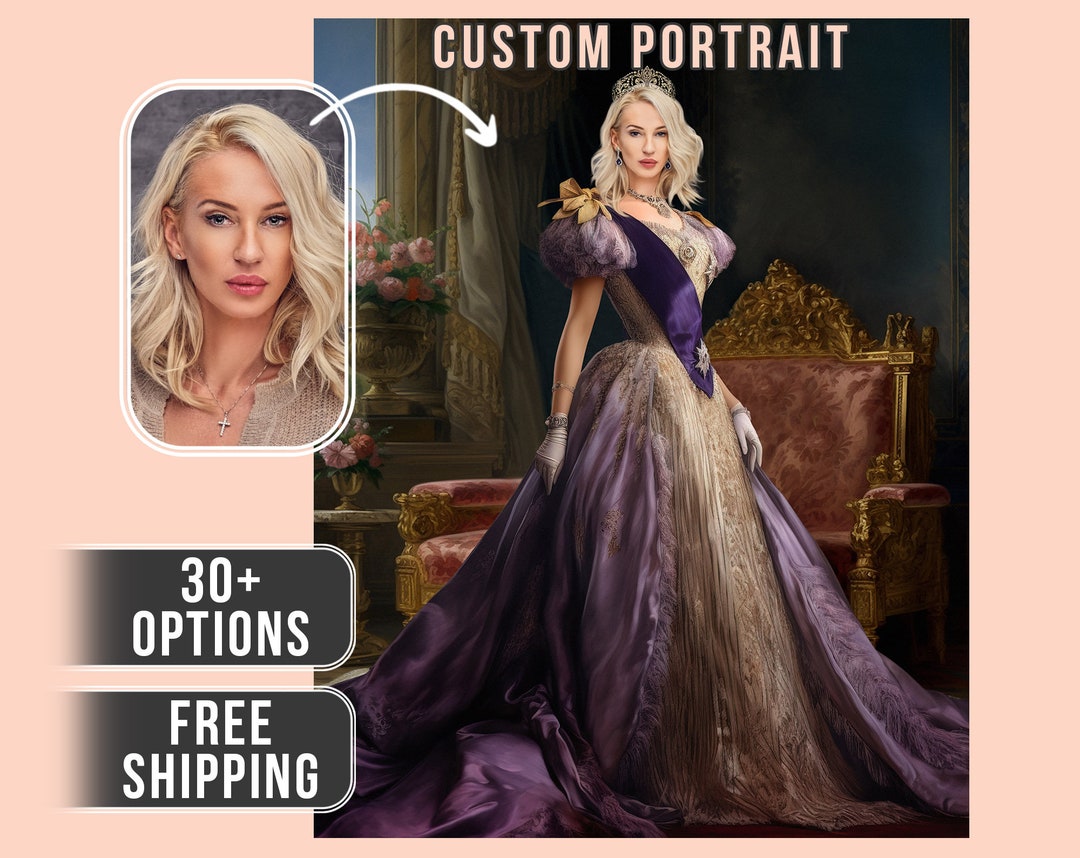 Custom Human Portrait, Royal Woman Portrait, Mothers Day Gift Mom Girl ...