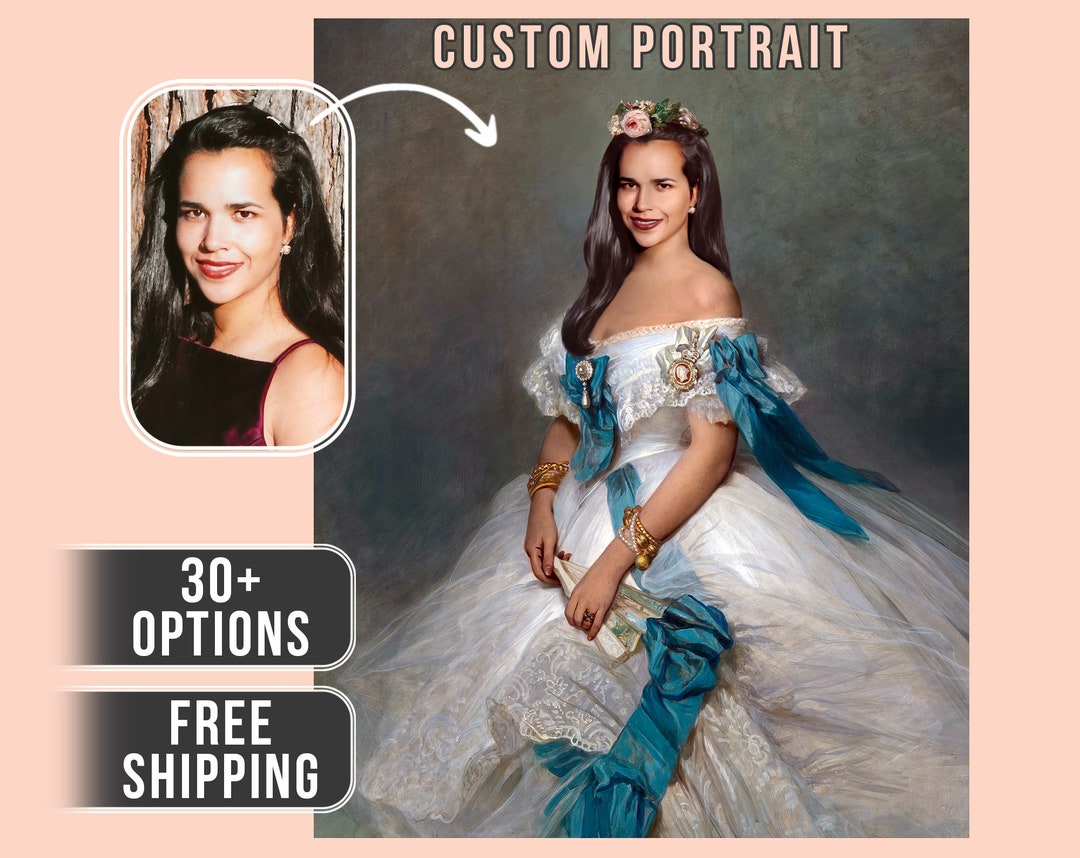 Custom Royal Portrait From Photo, Historical Canvas Gift for Her ...