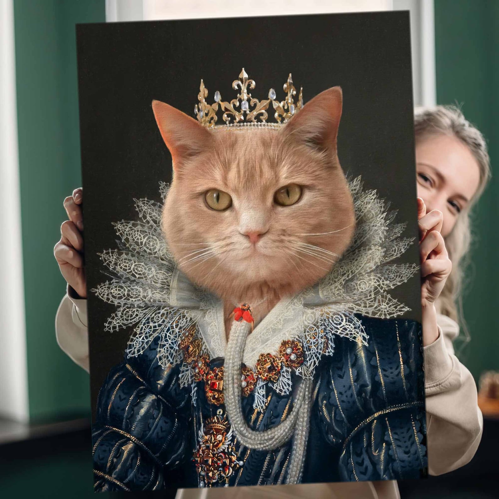 Custom Pet Portrait Royal Pet Portrait King Cat Queen Cat - Etsy