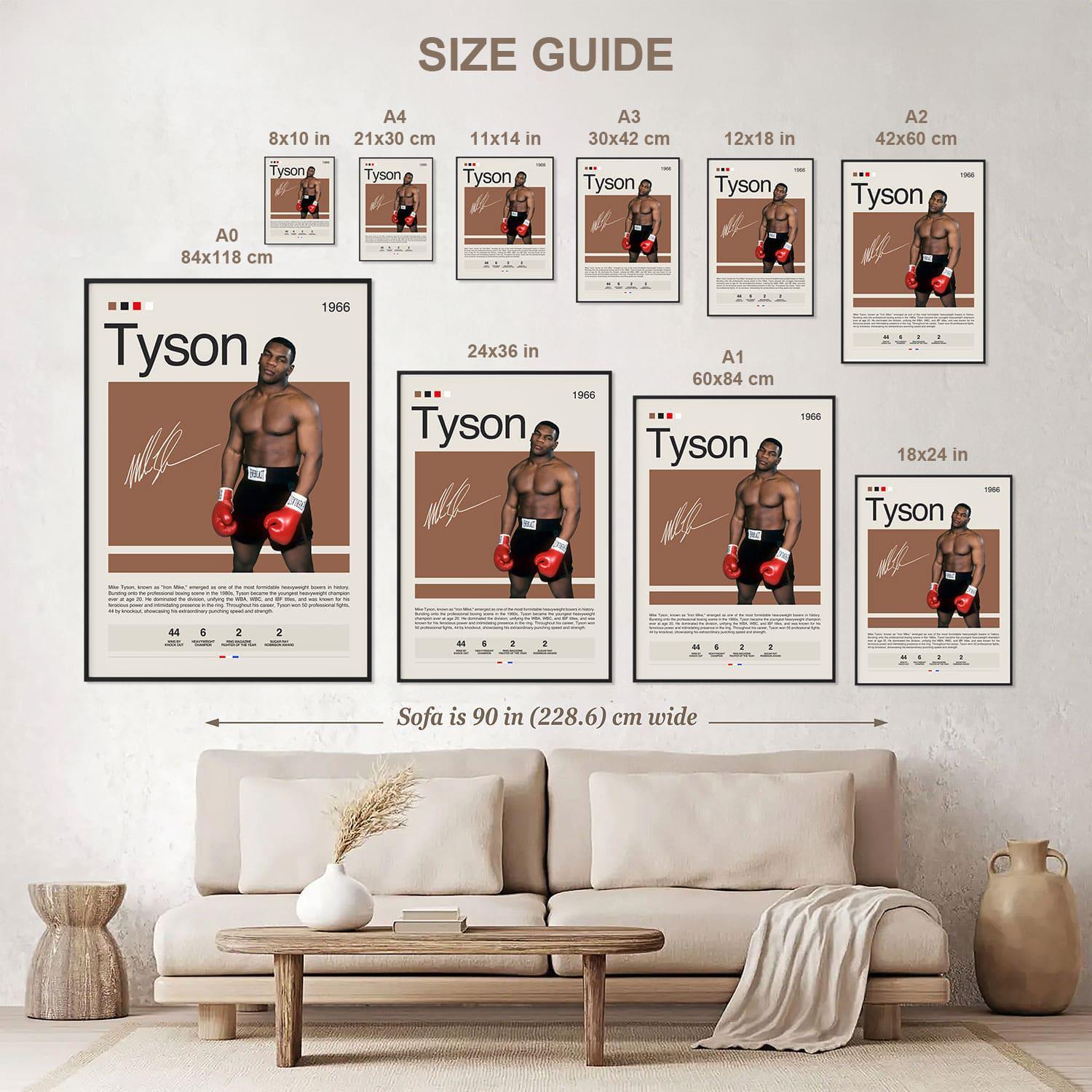 Mike Tyson Poster, Boxing Poster, Sports Poster, Boxing Wall Art, Mid ...