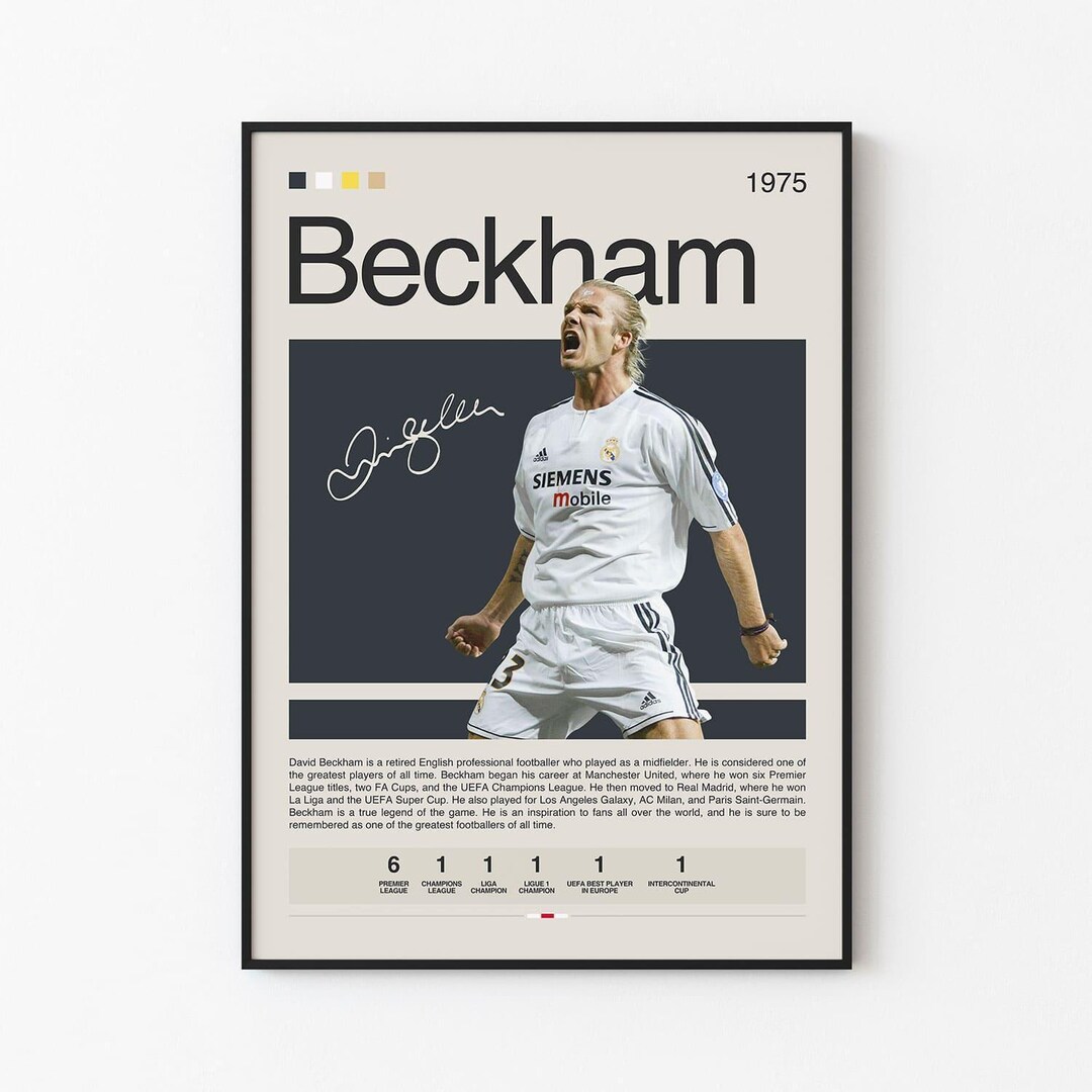 Limited David Beckham Poster, England Footballer Print, Soccer Gifts ...
