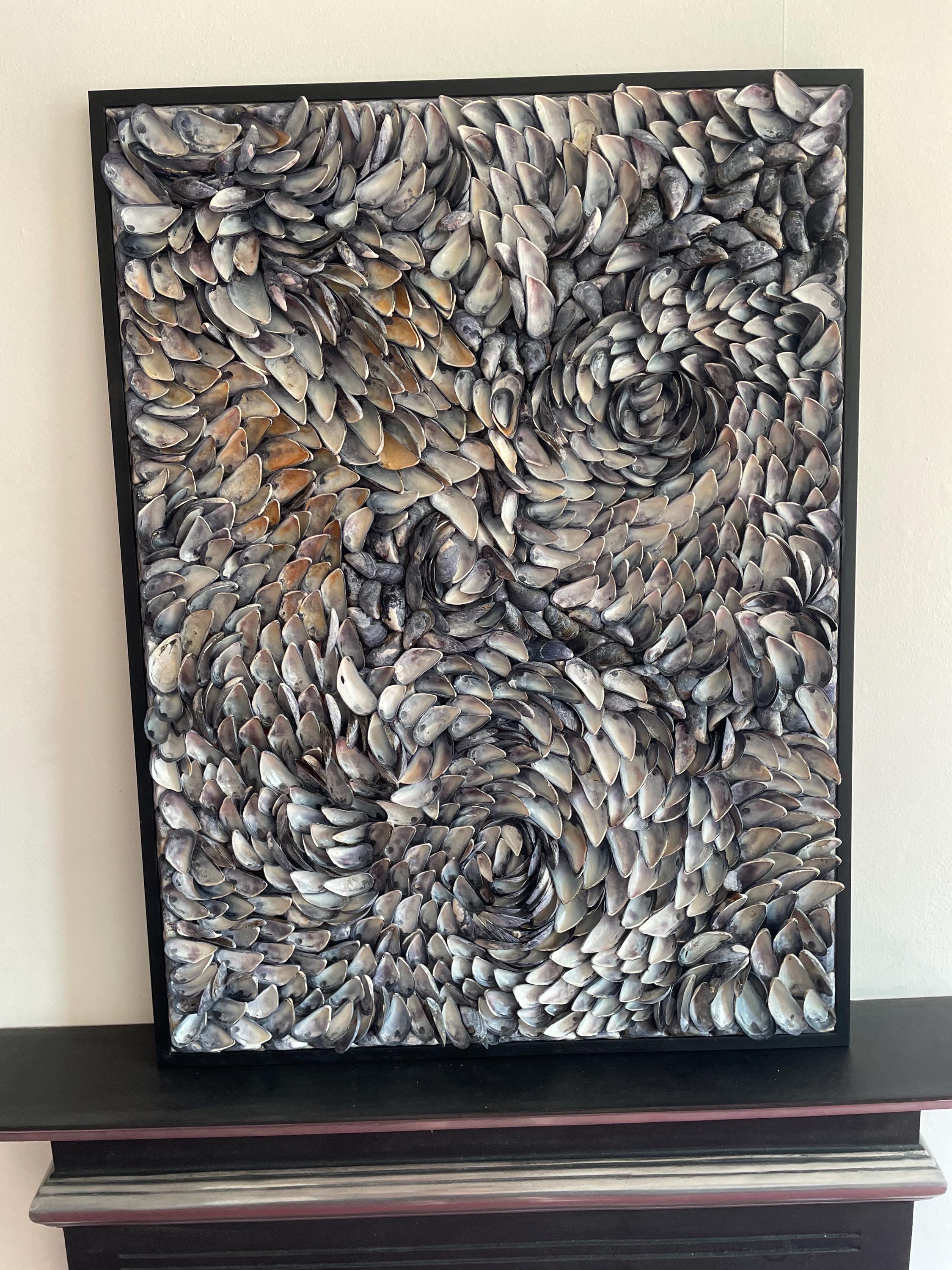 Mussel Shell Wall Mosaic, Shell Wall Hanging Mosaic, Nautical Decor ...