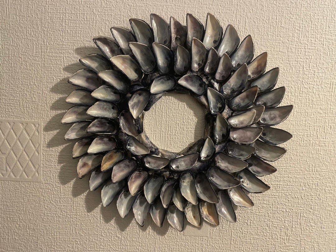 Small Indoor Shell Wreath, Mussel Shell Wreath, Shell Wall Art ...