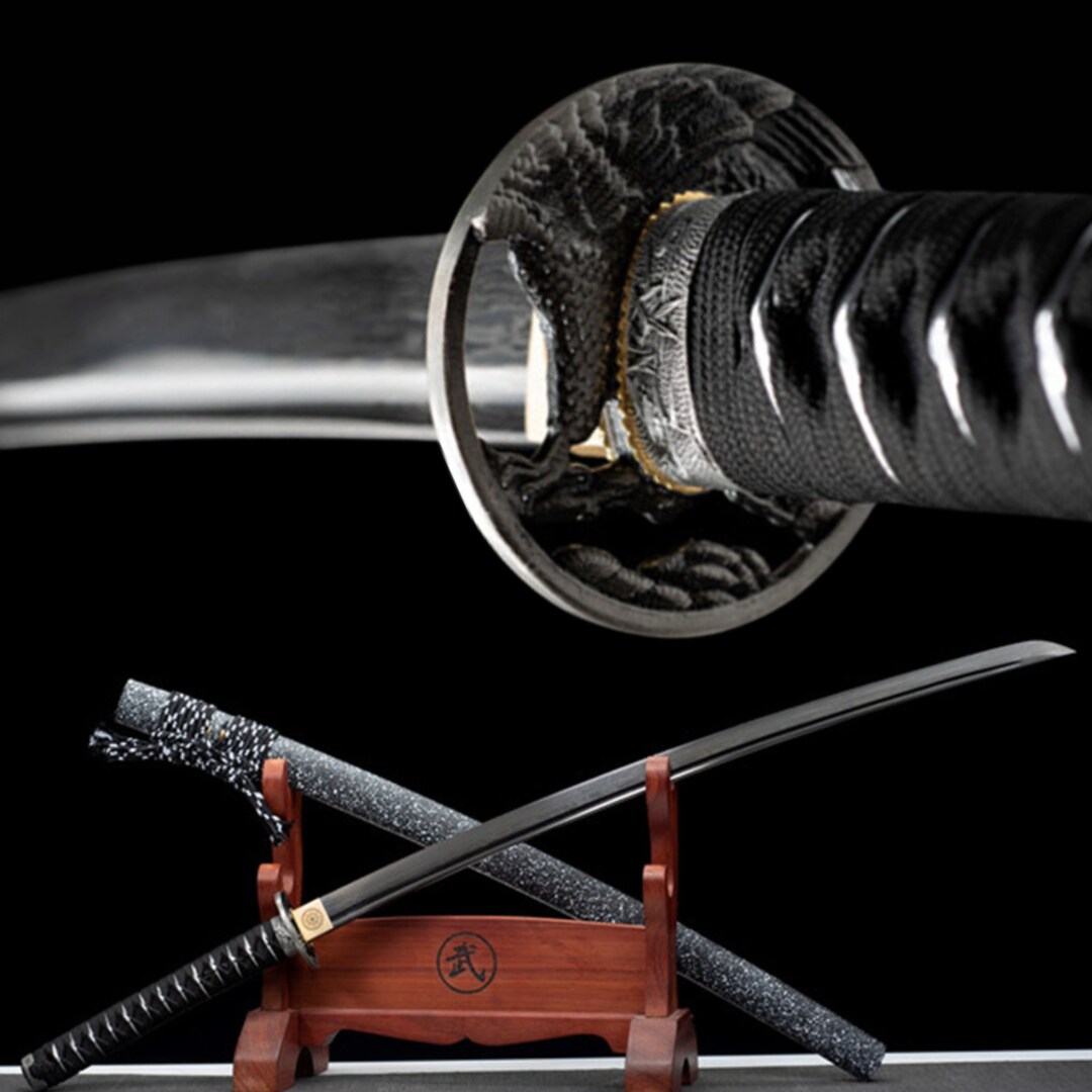 Handcrafted Katana Japanese Samurai Sword With Damascus Folded Black ...