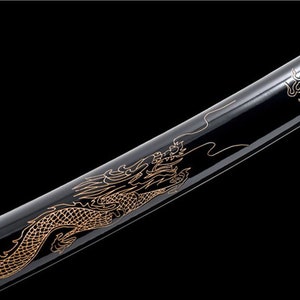 Katana Manganese Steel Golden Blade Japanese Samurai Sword Royal Dragon ...