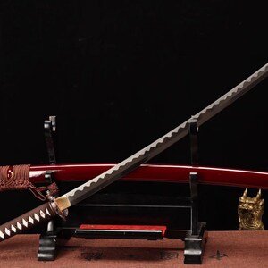 Handmade Japanese Katana Reverse Blade Manganese Steel Japanese Samurai ...