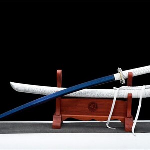 Katana Manganese Steel Blue Blade Japanese Samurai Sword Nightshade ...