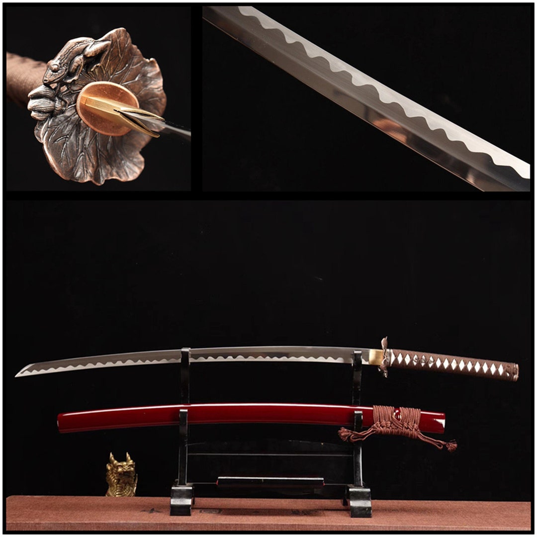 Handmade Japanese Katana Reverse Blade Manganese Steel Japanese Samurai ...