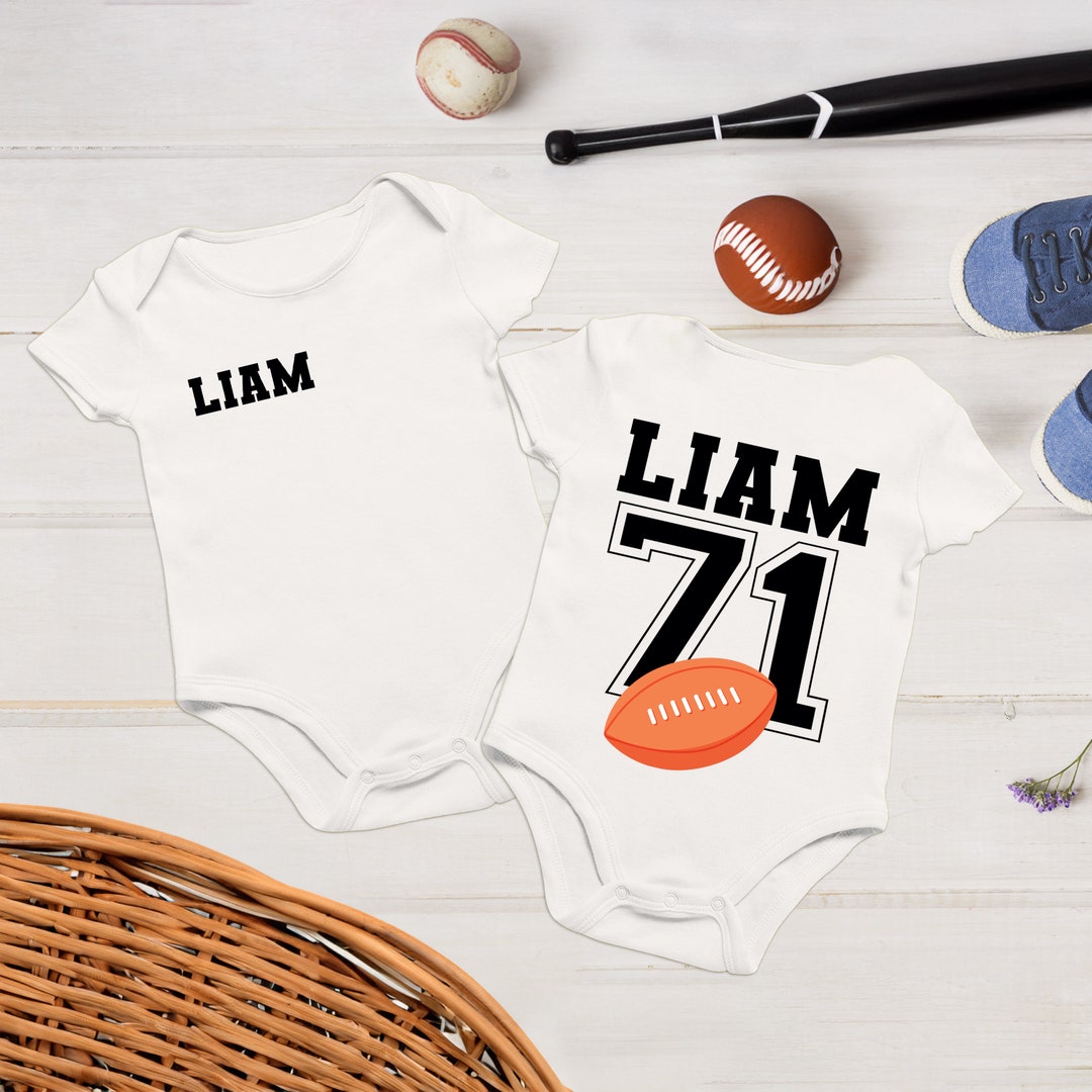Custom Sport Baby Onesie W/name & Number – Personalized Newborn Bebe ...