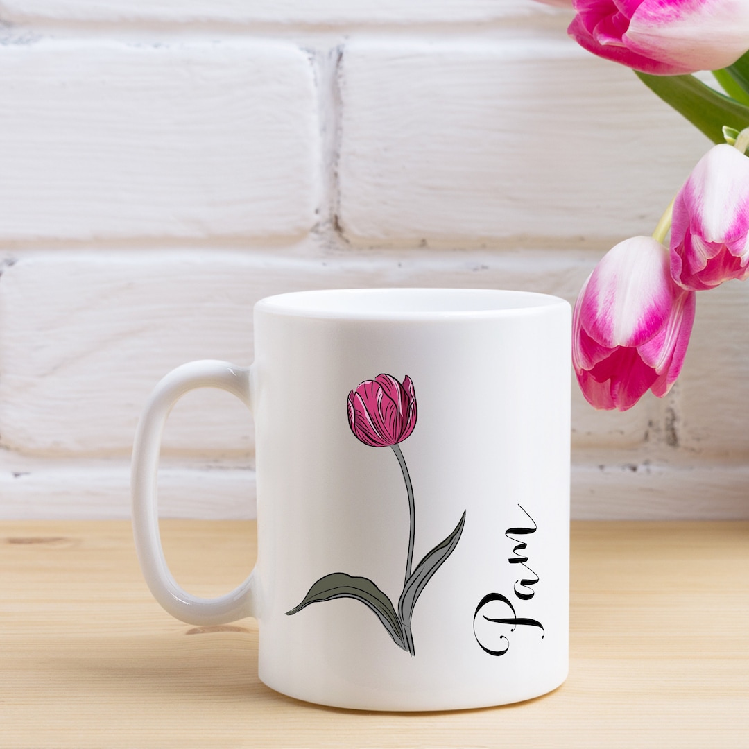 Personalized Birth Flower Mug: Custom Ceramic Coffee Cup - Etsy