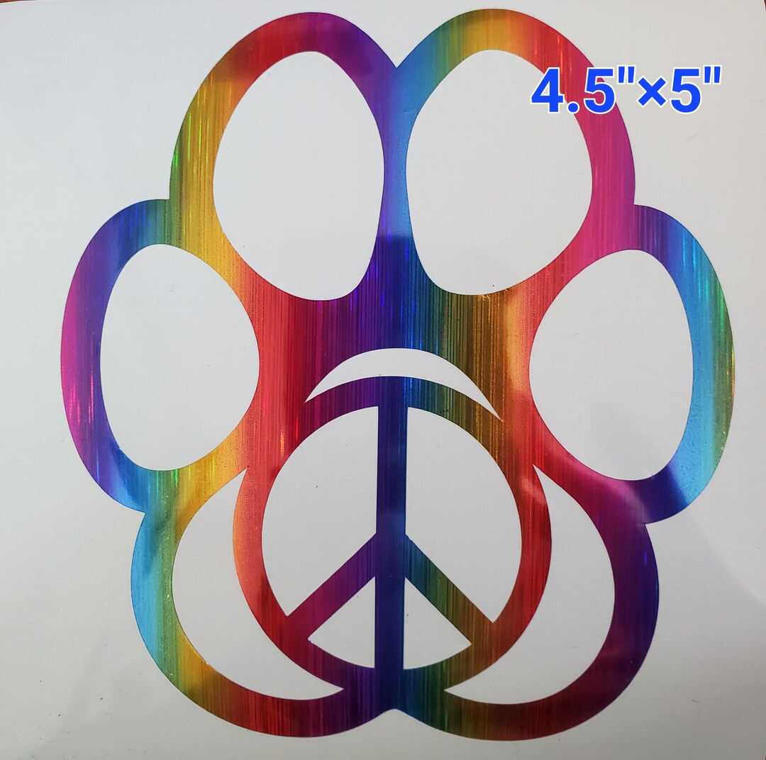 Decal, Permanent Vinyl Decal, Paw Print, Peace Sign Decal, Water ...