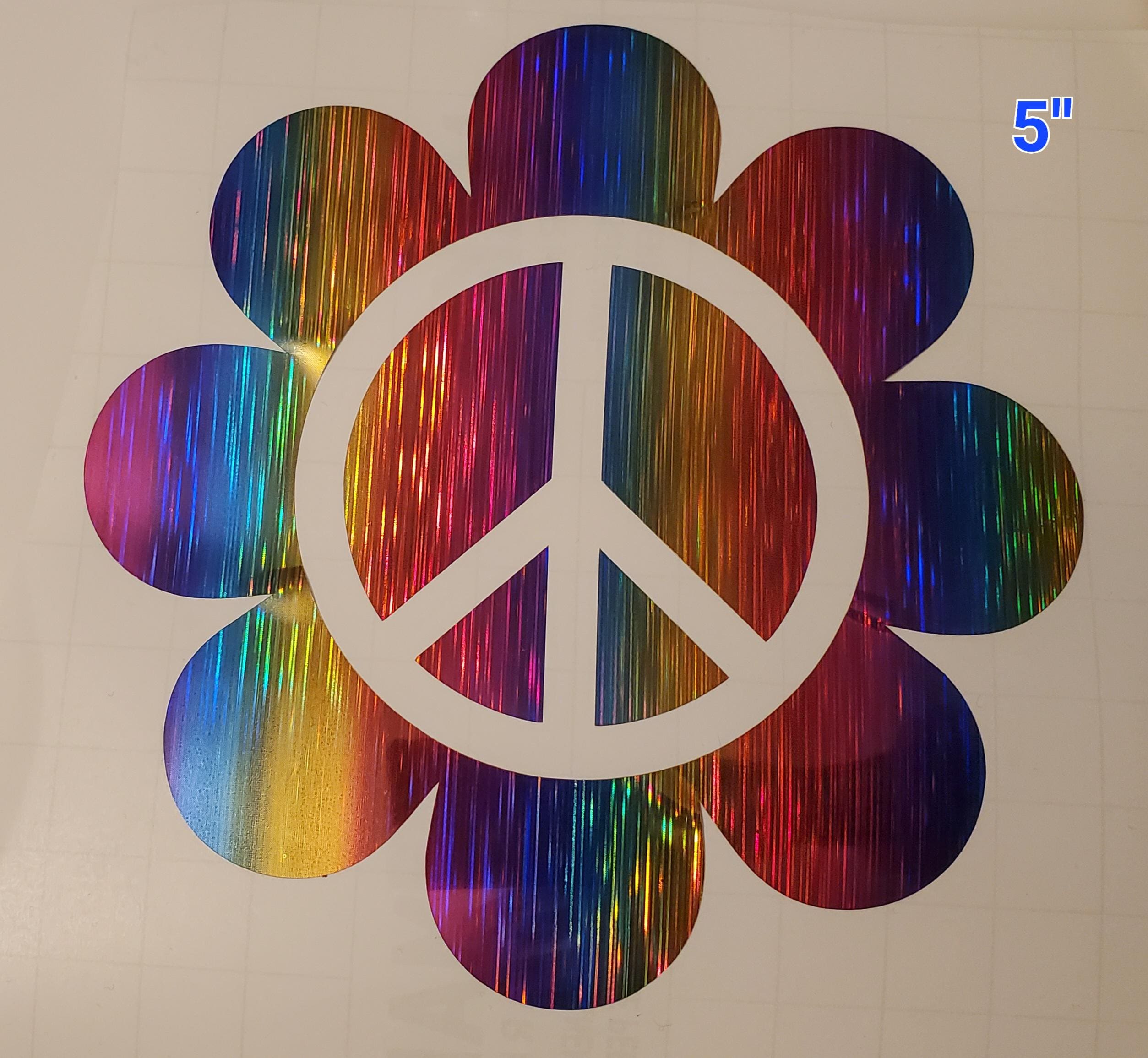 Decal, Permanent Vinyl Decal, Daisy Peace Sign, Flower Decal, Outdoor ...