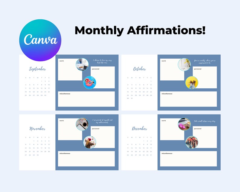 2022 Calendar Desktop Wallpaper Organizer With Affirmations - Etsy