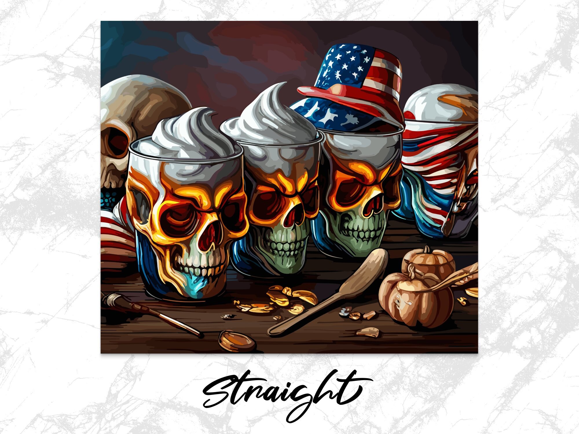 3D Halloween Melted Skulls 20 Oz Skinny Tumbler Sublimation Design ...