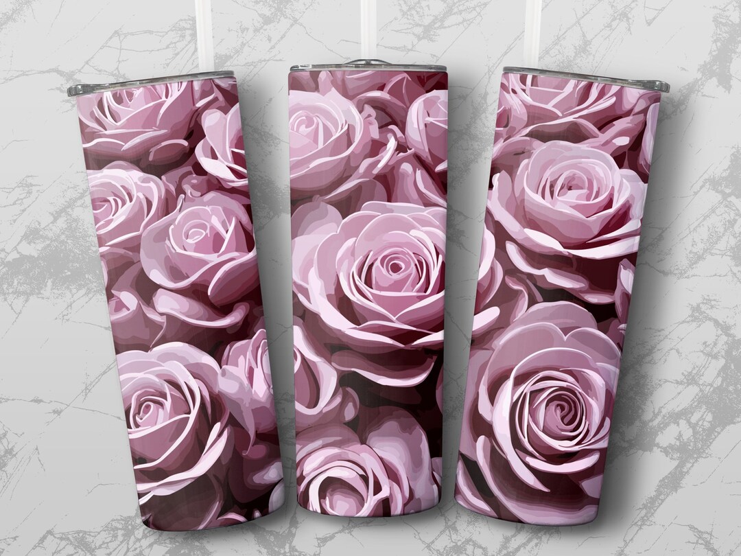 Roses Tumbler Wrap 20oz Sublimation Design, White & Ping Roses Png ...