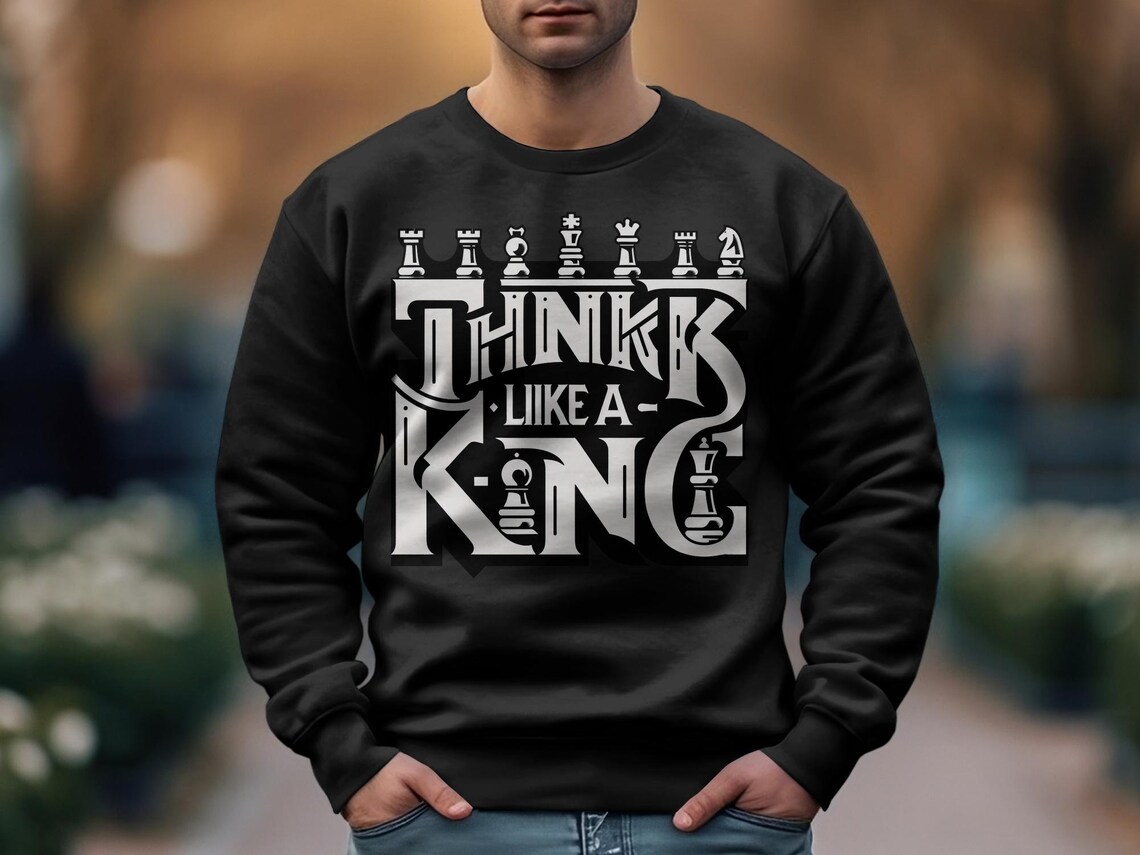 Chess T-shirt Think Like a King, Chess Player Gift, Strategy Board Game ...