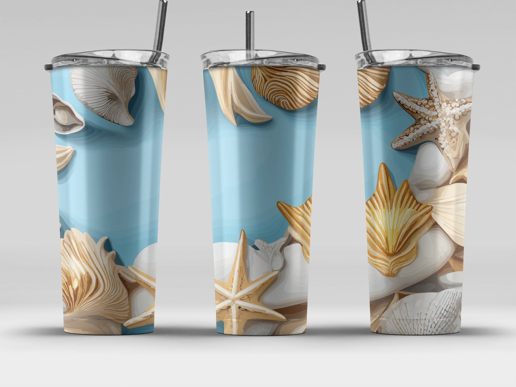 Sea Shells Tumbler Wrap Png, Ocean Sunset Beach Wrap, Star Fish ...