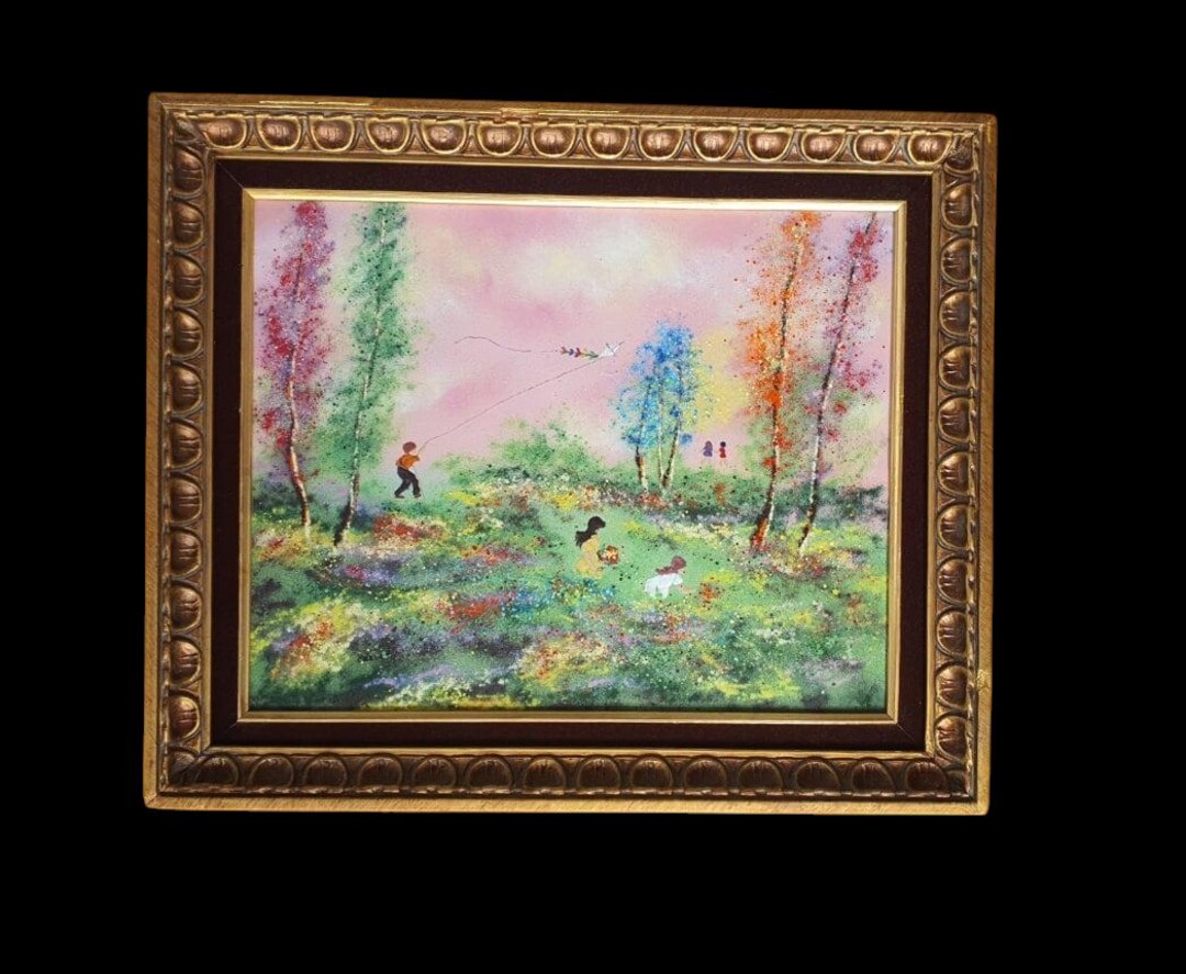 Vintage Large Enamel Painting on Copper by Louis Cardin - Etsy