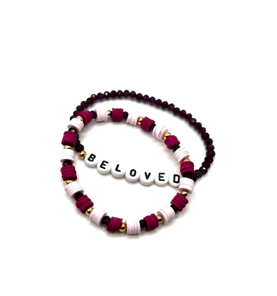 Beloved Bracelet Set Catholic Bracelet Set Bracelets Catholic Bracelets Clay Bracelet Crystal Bead Bracelet Purple Bracelet Set Etsy UK