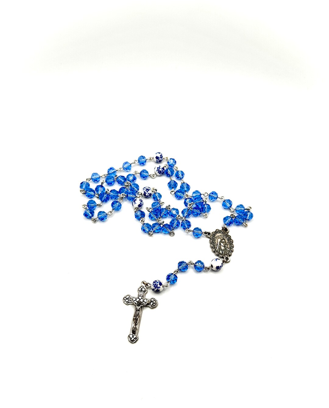 Marian Rosary | Blue Crystal Rosary | Blue Rosary | Crystal Rosary ...