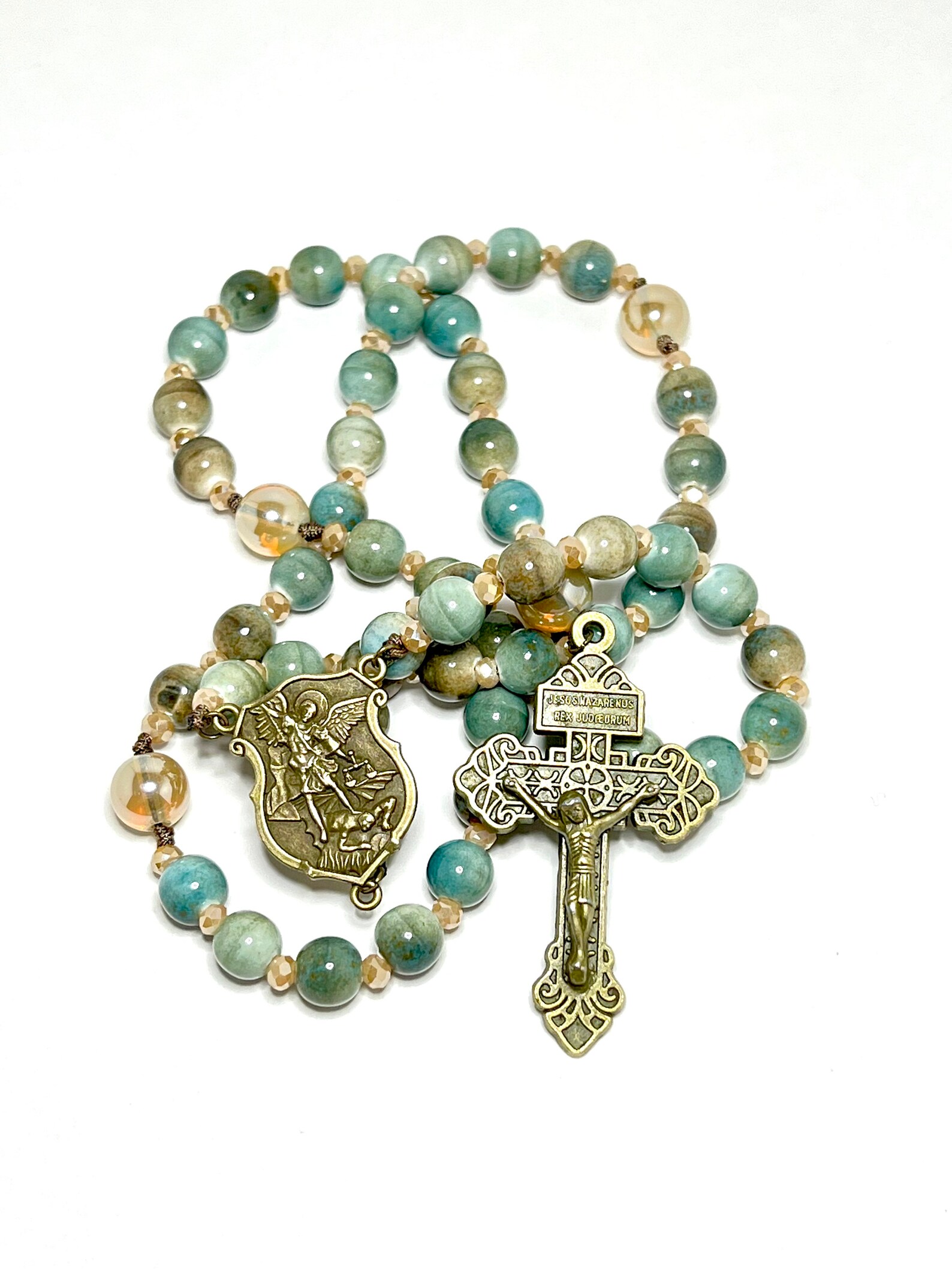 Earth Tone Rope Rosary, St Michael the Archangel Rosary, Neutral Rope Rosary, Natural Rosary ...